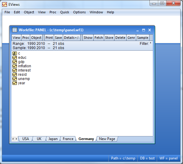 Reading multi-sheet Excel files into multi-page EViews files - EViews.com