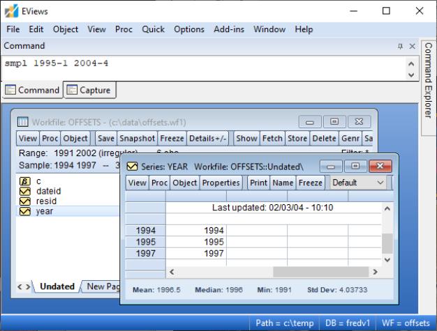 EViews Help: Samples