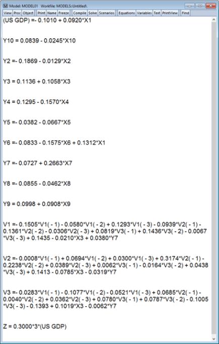 EViews Help: Working with the Model Structure
