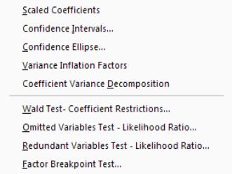 EViews Help: Coefficient Diagnostics