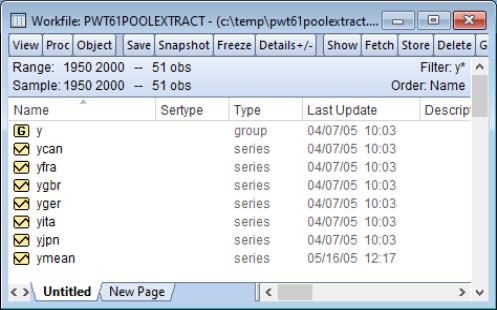 EViews Help: The Workfile Window