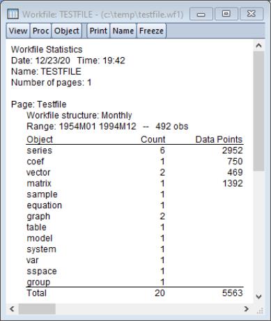 EViews Help: The Workfile Window